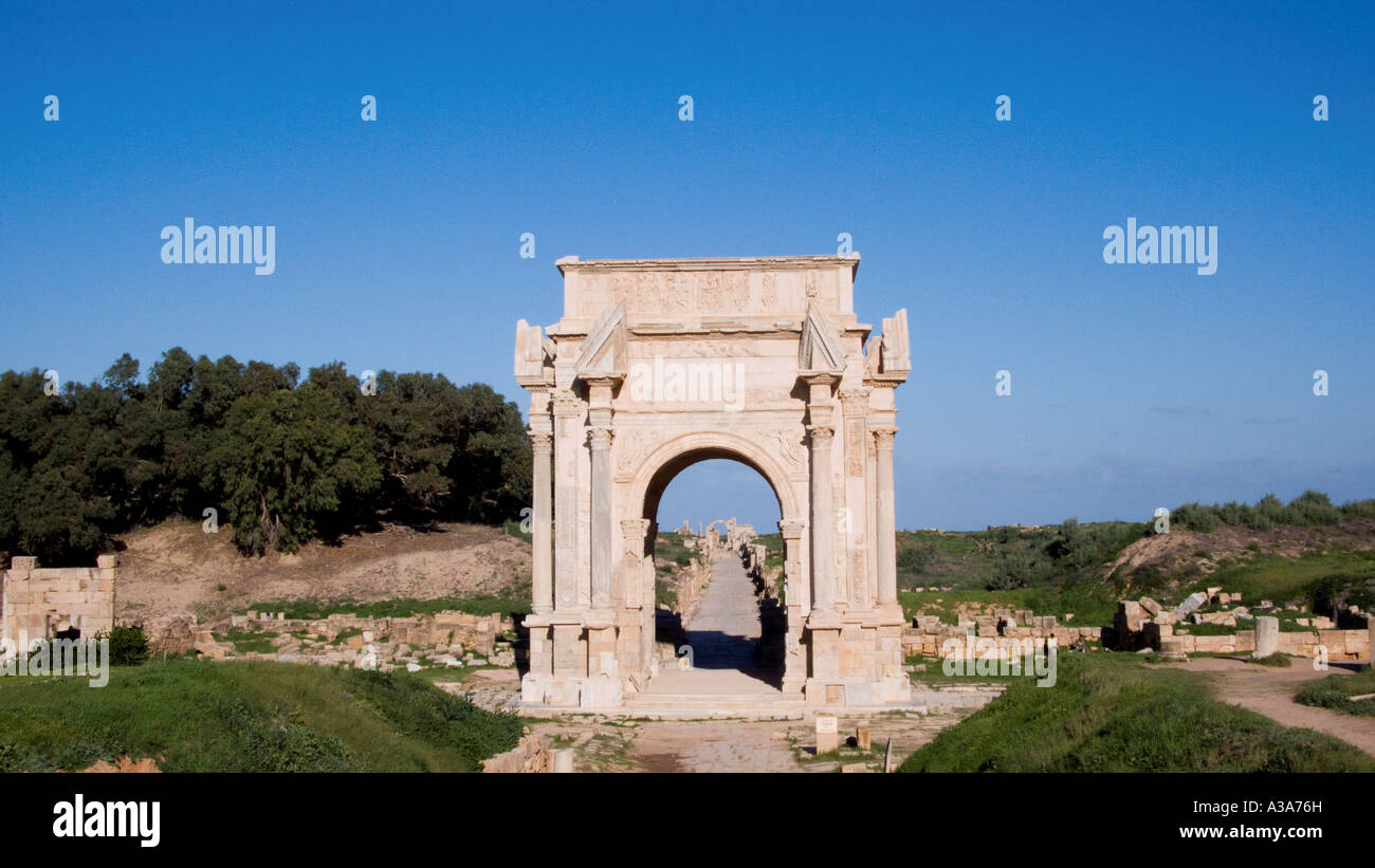 The Septimus Severus Arch at Leptis Magna, Libya Stock Photo - Alamy