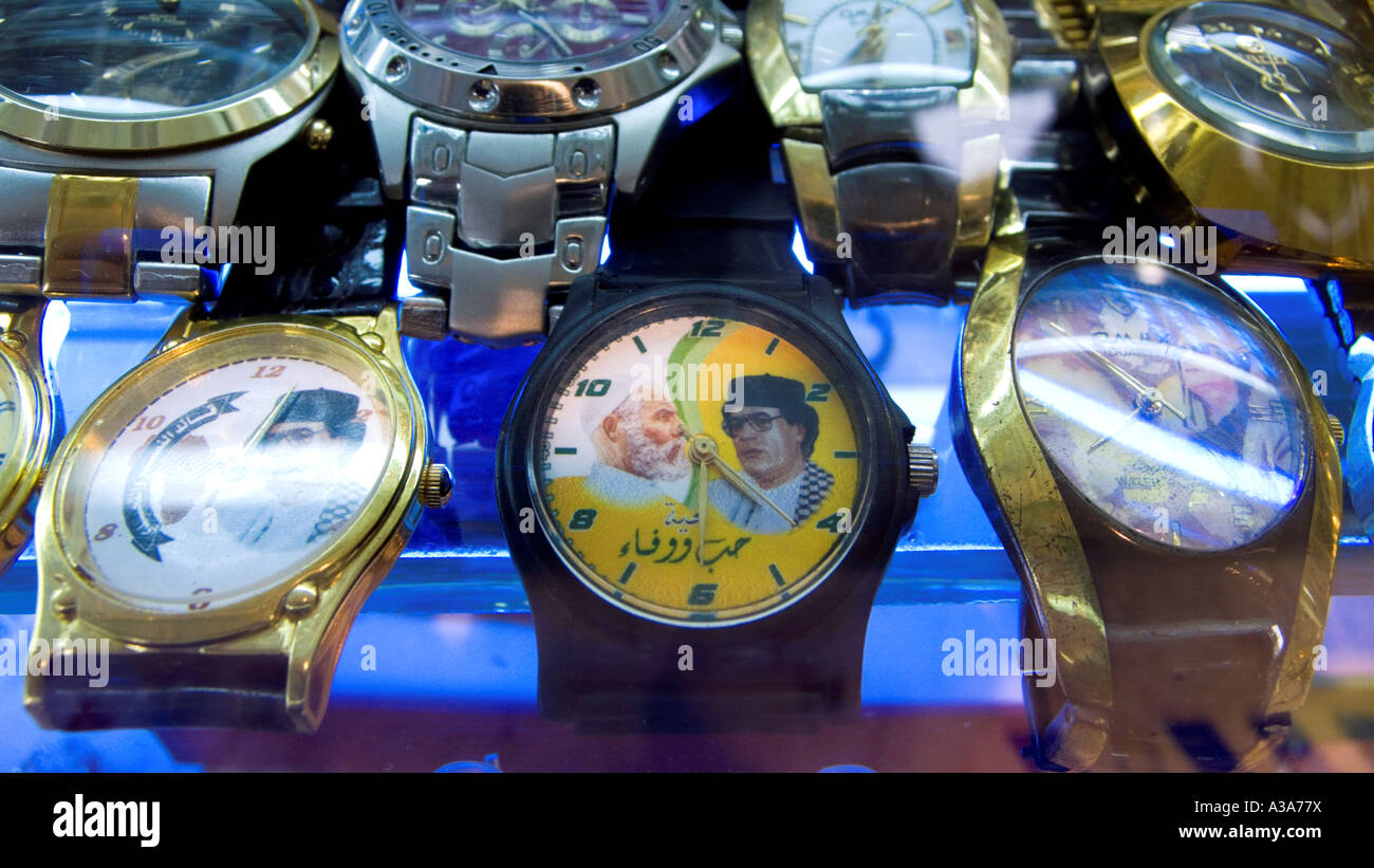 Colonel Gadaffi watches are popular tourist souvenirs Tripoli Libya ...
