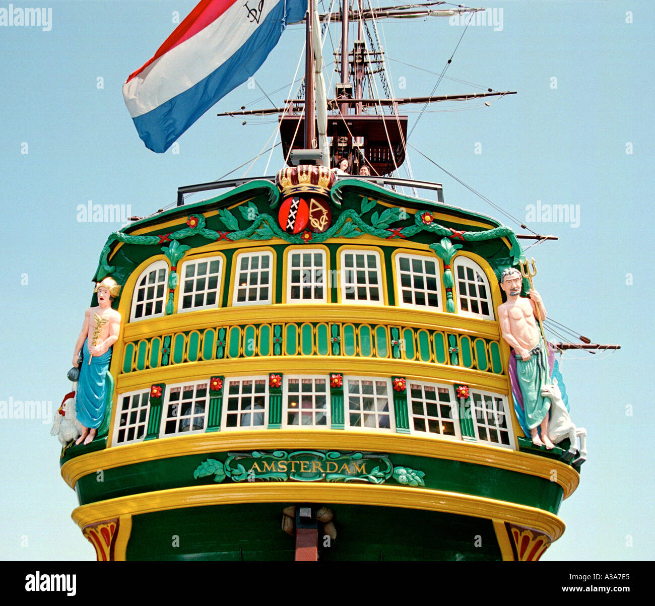 Amsterdam Ship with dutch flag Stock Photo - Alamy