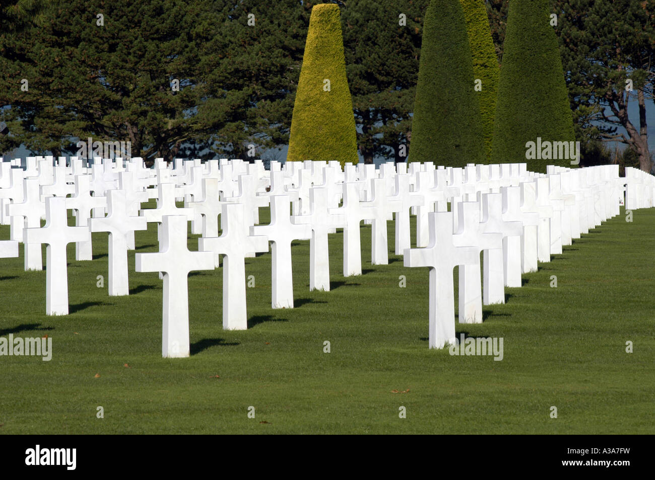 Crosses at Omaha Beach World War Two WW2 American military cemetery ...