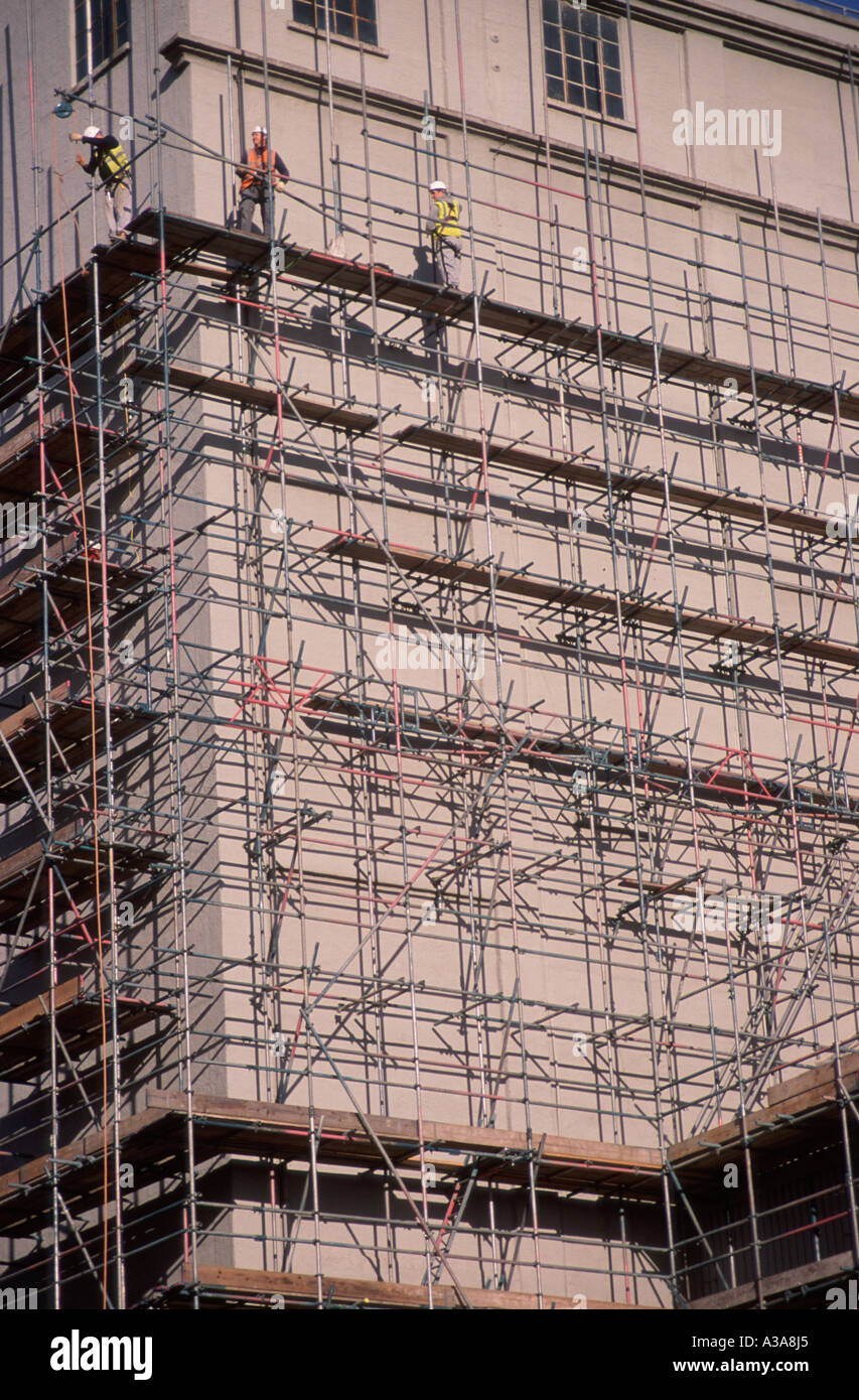 Demolition scaffolding old industrial buildings being demolished ...