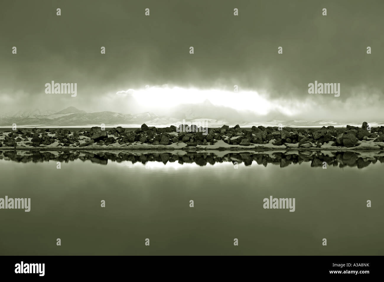 Utah Lake boat harbor winter breakwater Stock Photo - Alamy