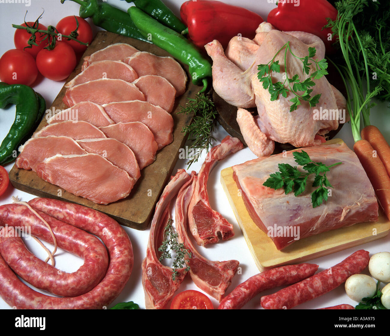 Meat chicken assorted butcher hi-res stock photography and images - Alamy