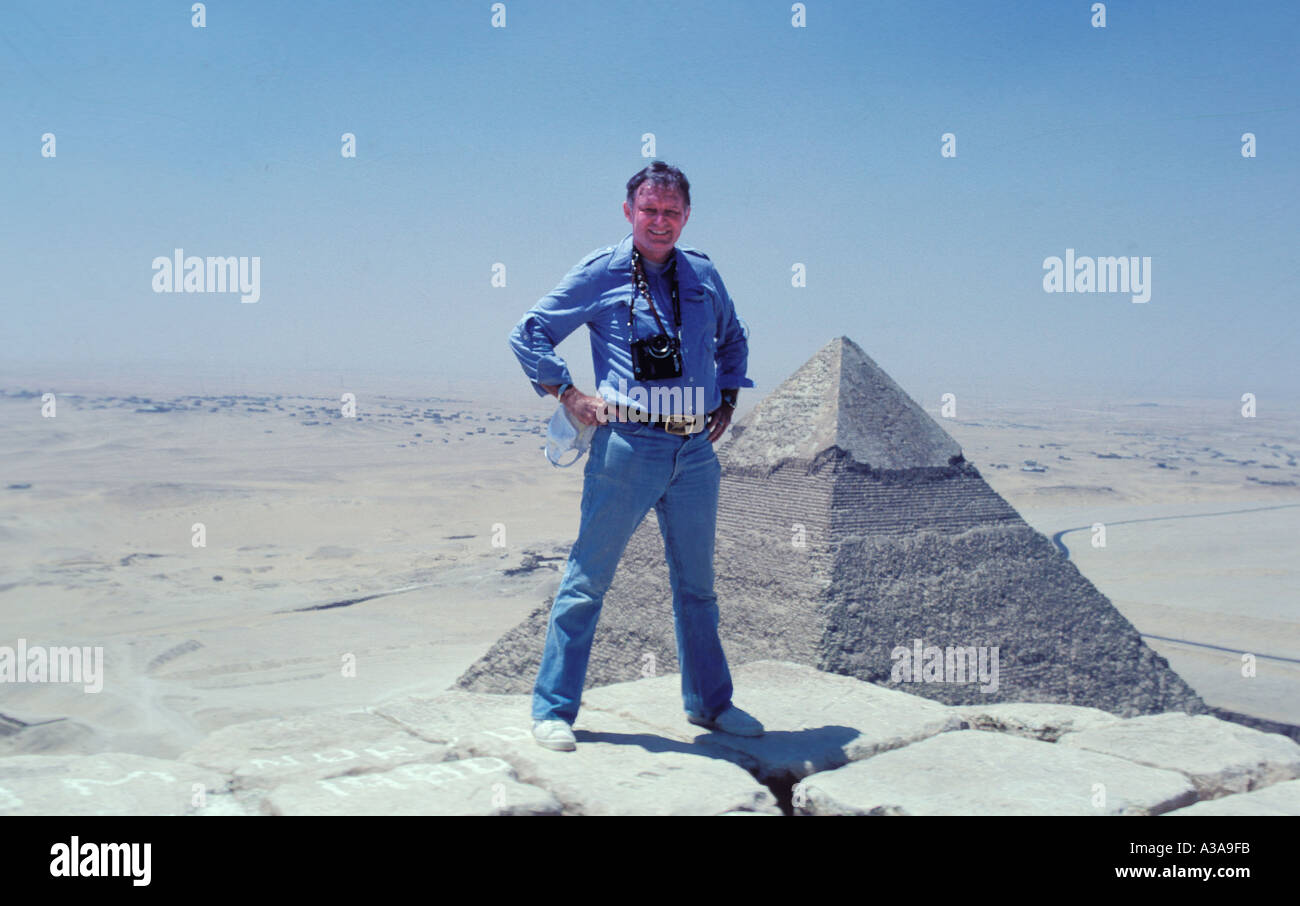 Photographer Carl Purcell stands atop the Great Pyramid of Cheops at ...