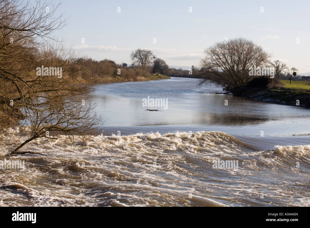 The Severn tidal Bore on the River Severn at Minsterworth ...