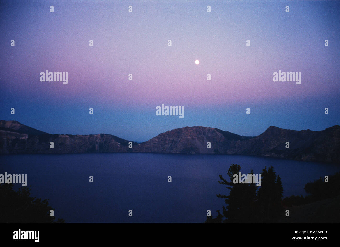 Moonlight over Crater Lake Stock Photo - Alamy
