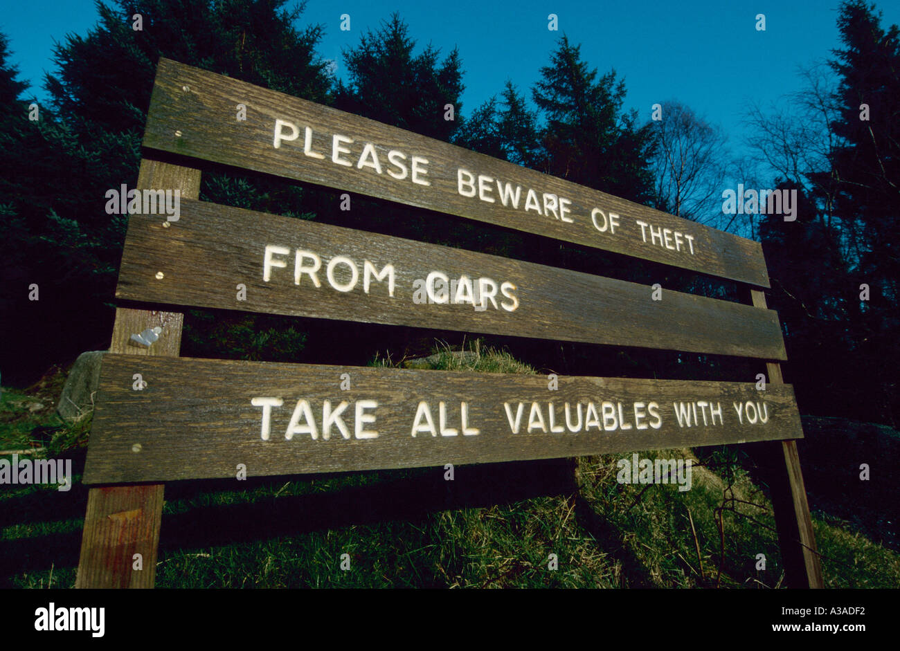 Beware of theft sign Wicklow Ireland Stock Photo - Alamy