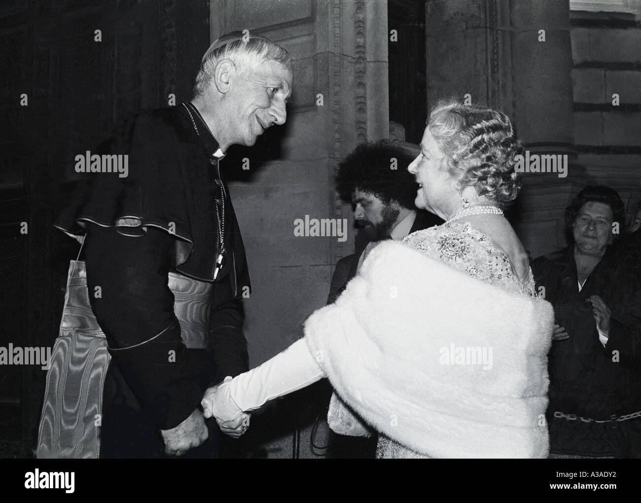 Cardinal Basil Hume Archbishop of Westminster London UK Greets the ...