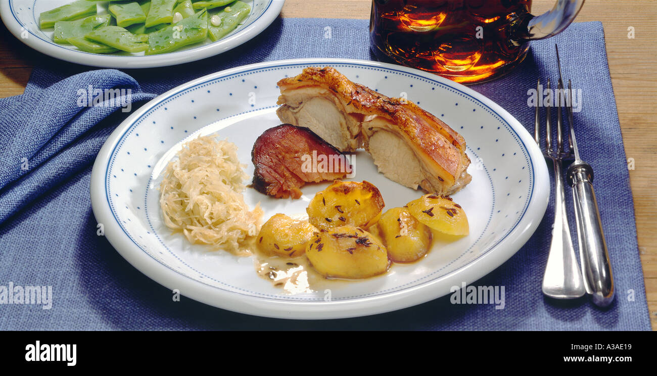 bavarian food set meal table de hote main bavaria pig eat Stock Photo ...