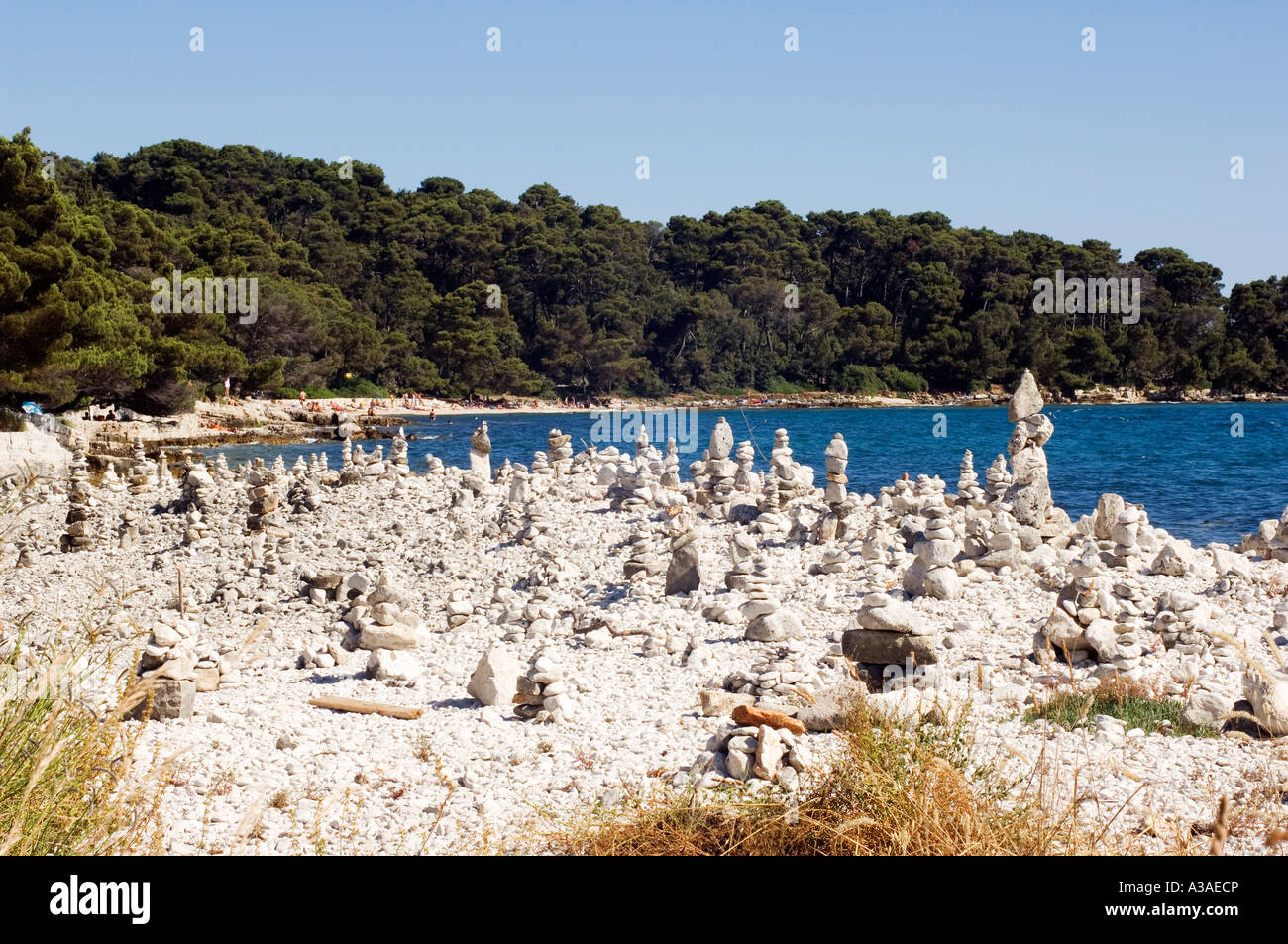 The Balkans Croatia Istria Coast Rovinj Stone Rock Piles Stock Photo ...