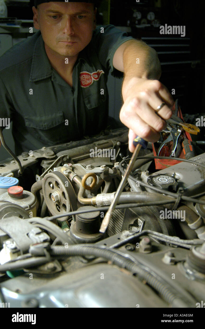 Mechanic Using Flat Head Screwdriver 2 Stock Photo - Alamy