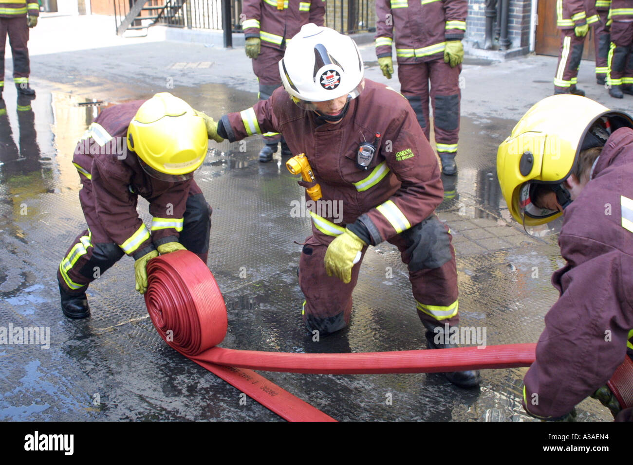 Fire fighter training course Stock Photo - Alamy