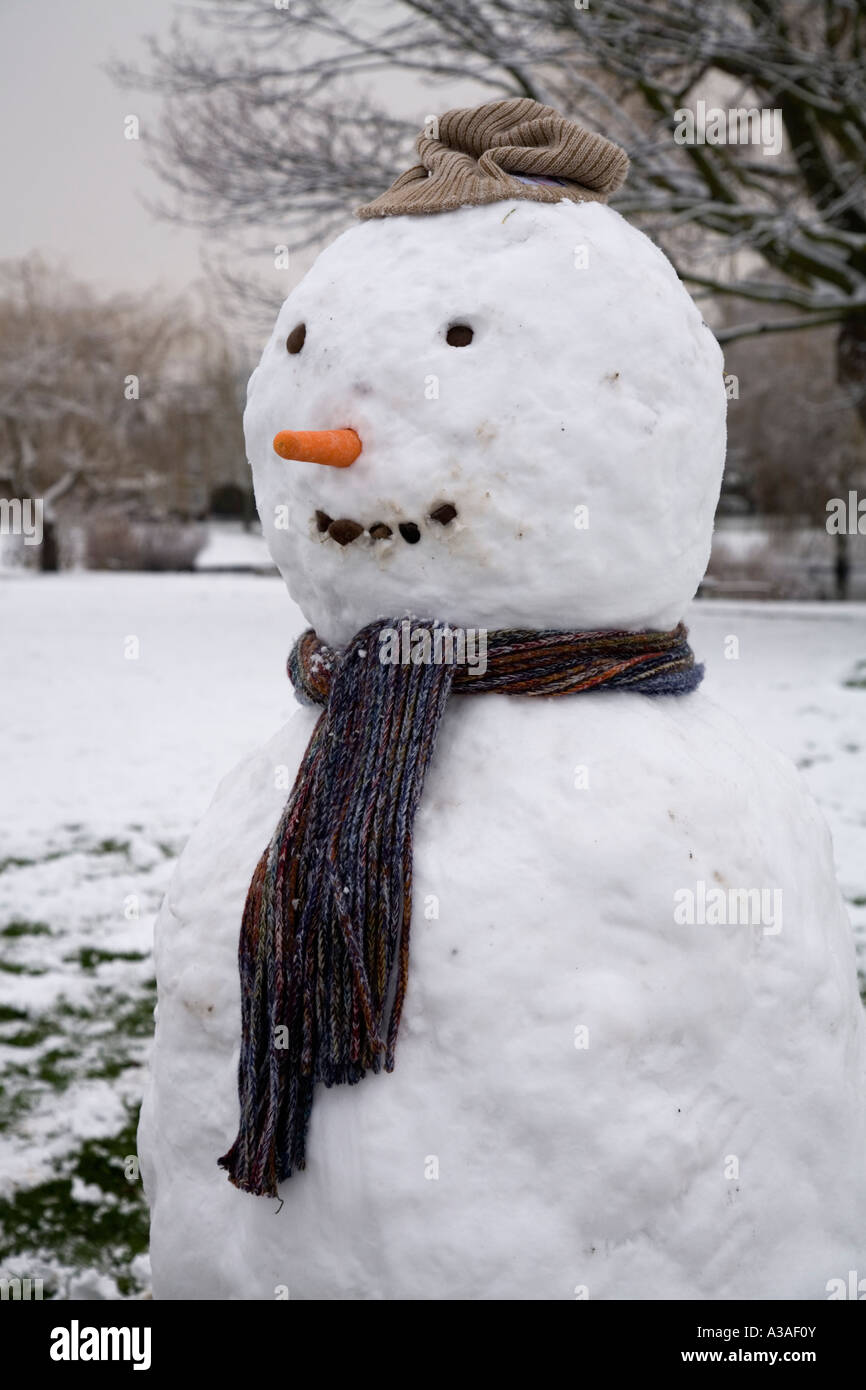 Snowman on Ham Common Surrey UK Stock Photo - Alamy