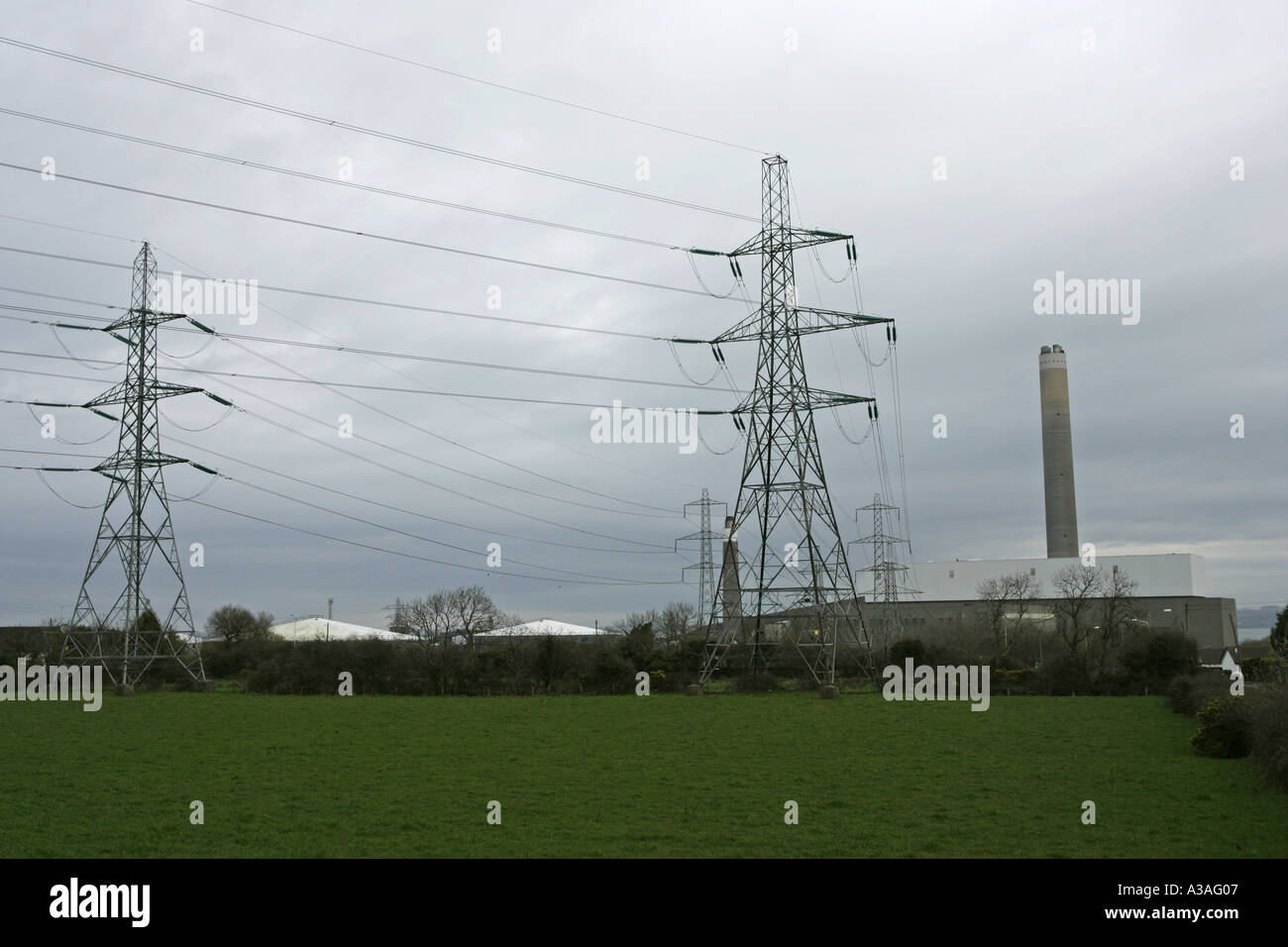 electricity transmission pylons and kilroot power station county antrim ...