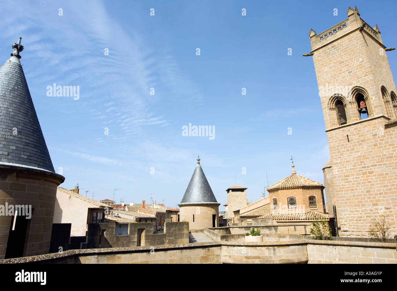 Spain Navarra Olite Old Town The Palacio Real Medieval Defensive Castle ...