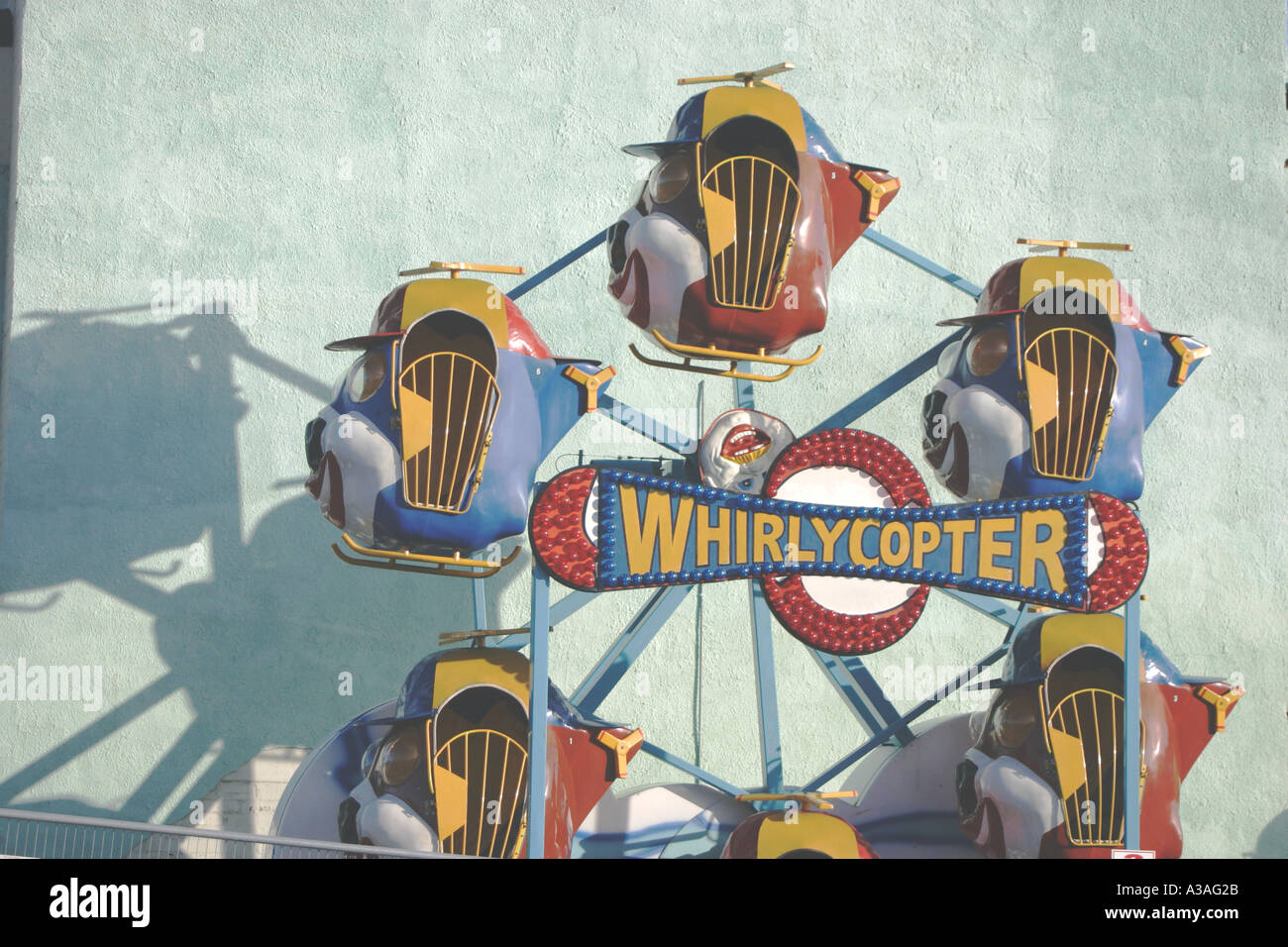 helicopter fairground ride in winter storage Stock Photo - Alamy