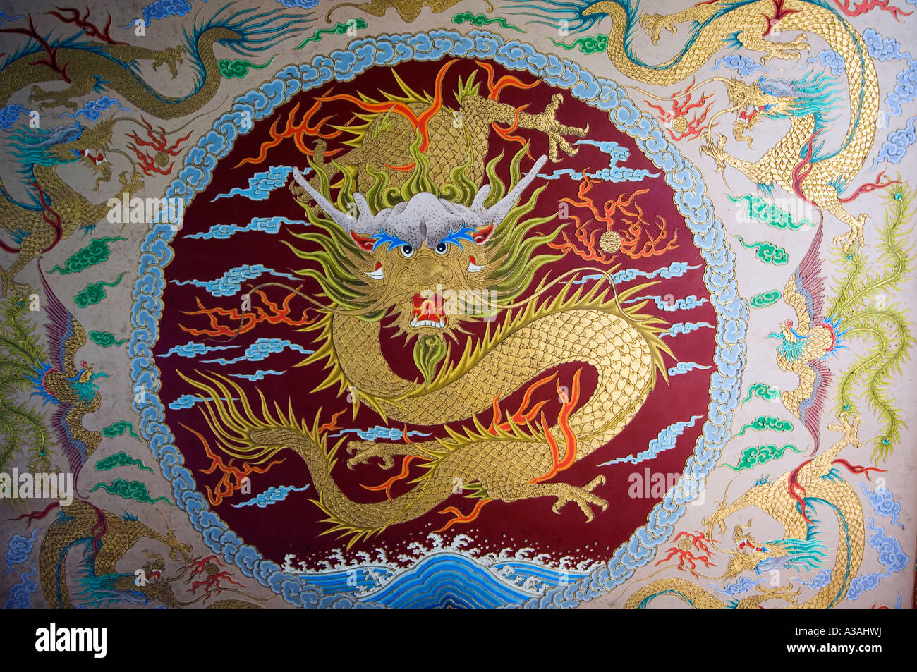 dragon painting ceiling decoration Shengmu temple Tucheng Luerhmen ...
