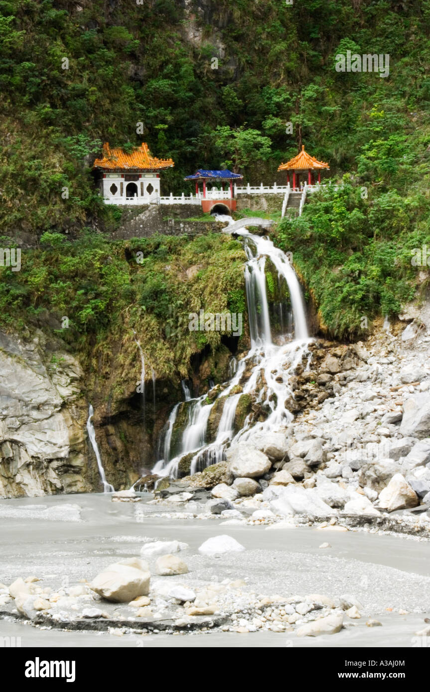 waterfall Changshun Tzu water Temple Taroko Gorge National Park Hualien ...