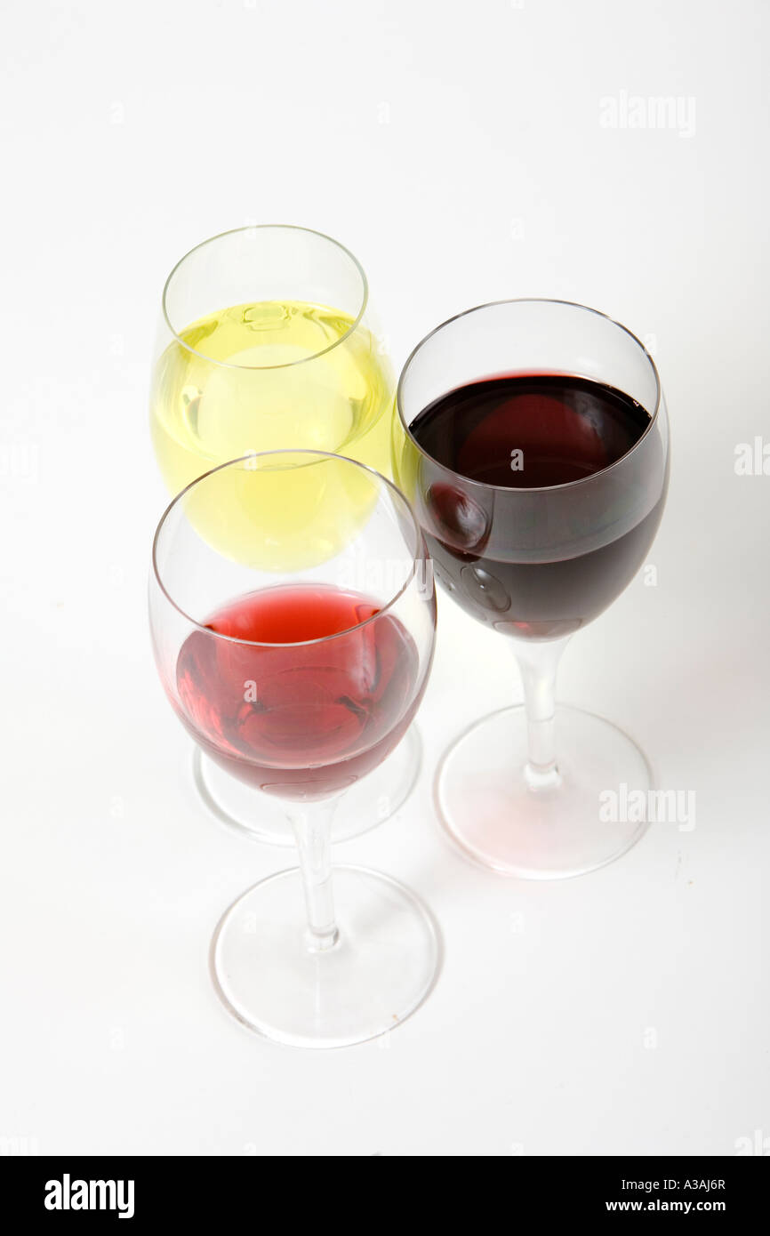 Three glasses of wine seen from above Stock Photo - Alamy