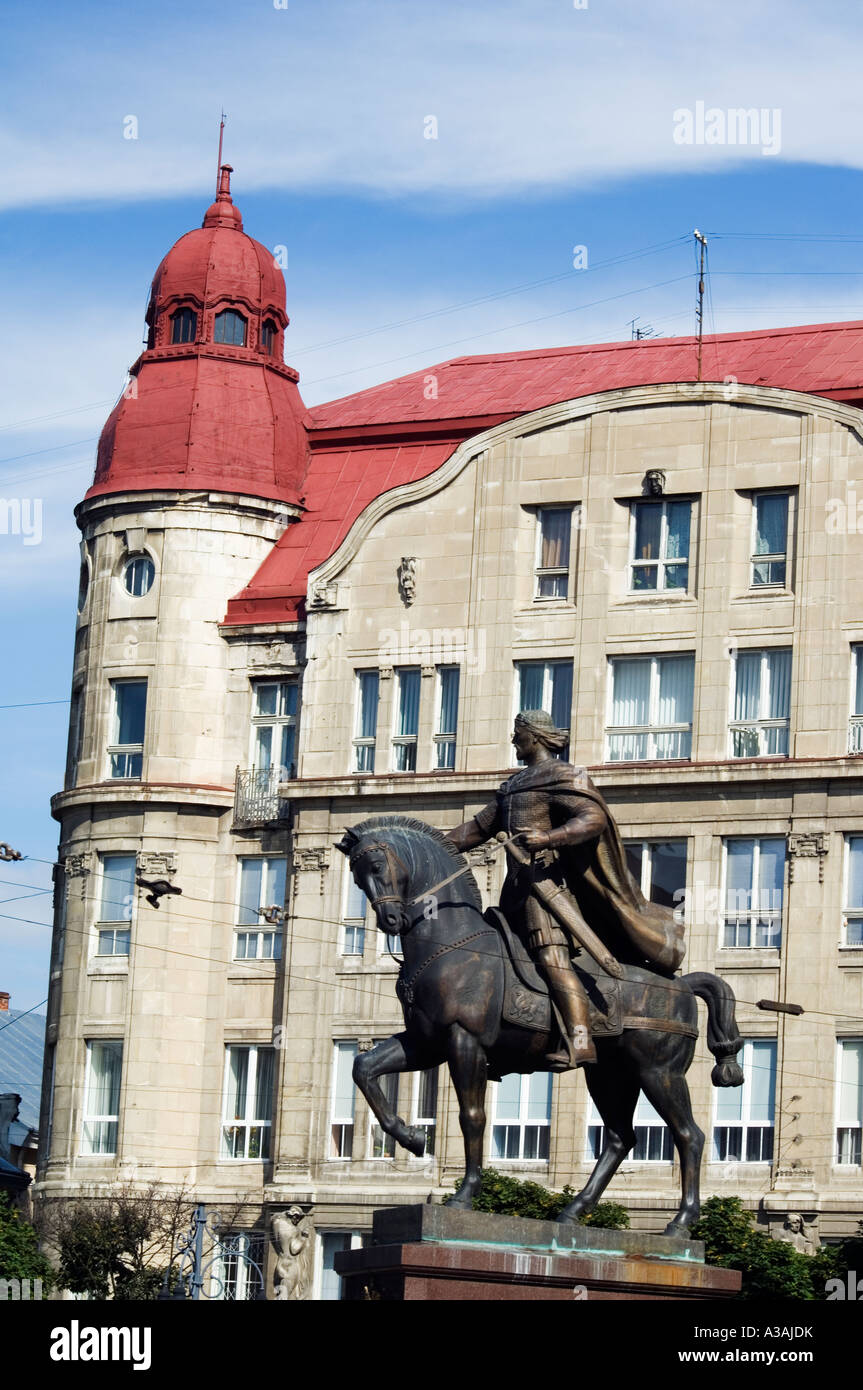 Ukraine Lviv Old Town Unesco World Heritage Equestrian Statue Stock ...