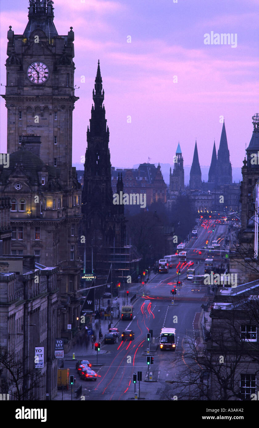 Edinburgh Princess Street from Calton Hill dusk Stock Photo - Alamy