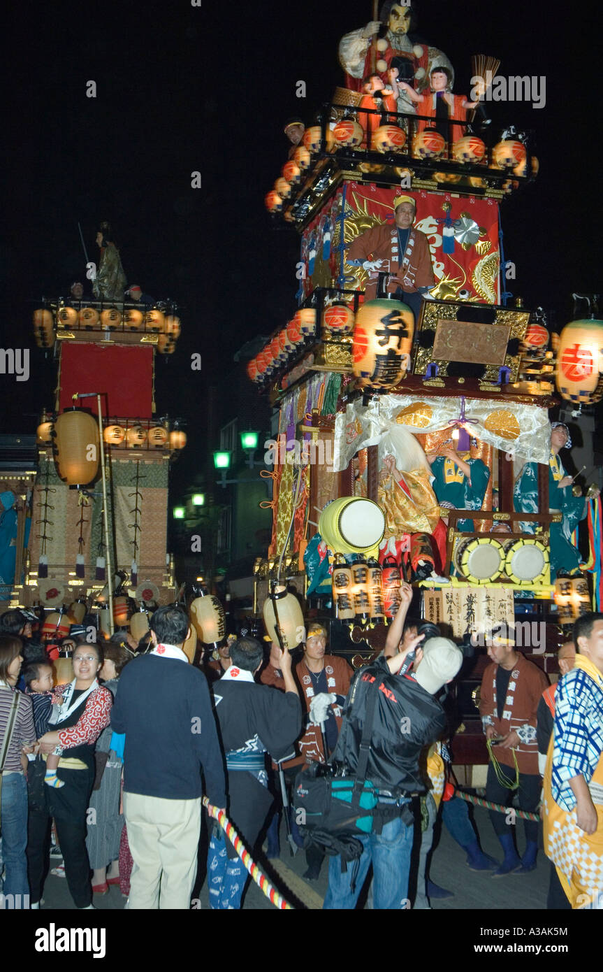 procession of parade floats Autumn Festival Kawagoe Saitama prefecture ...