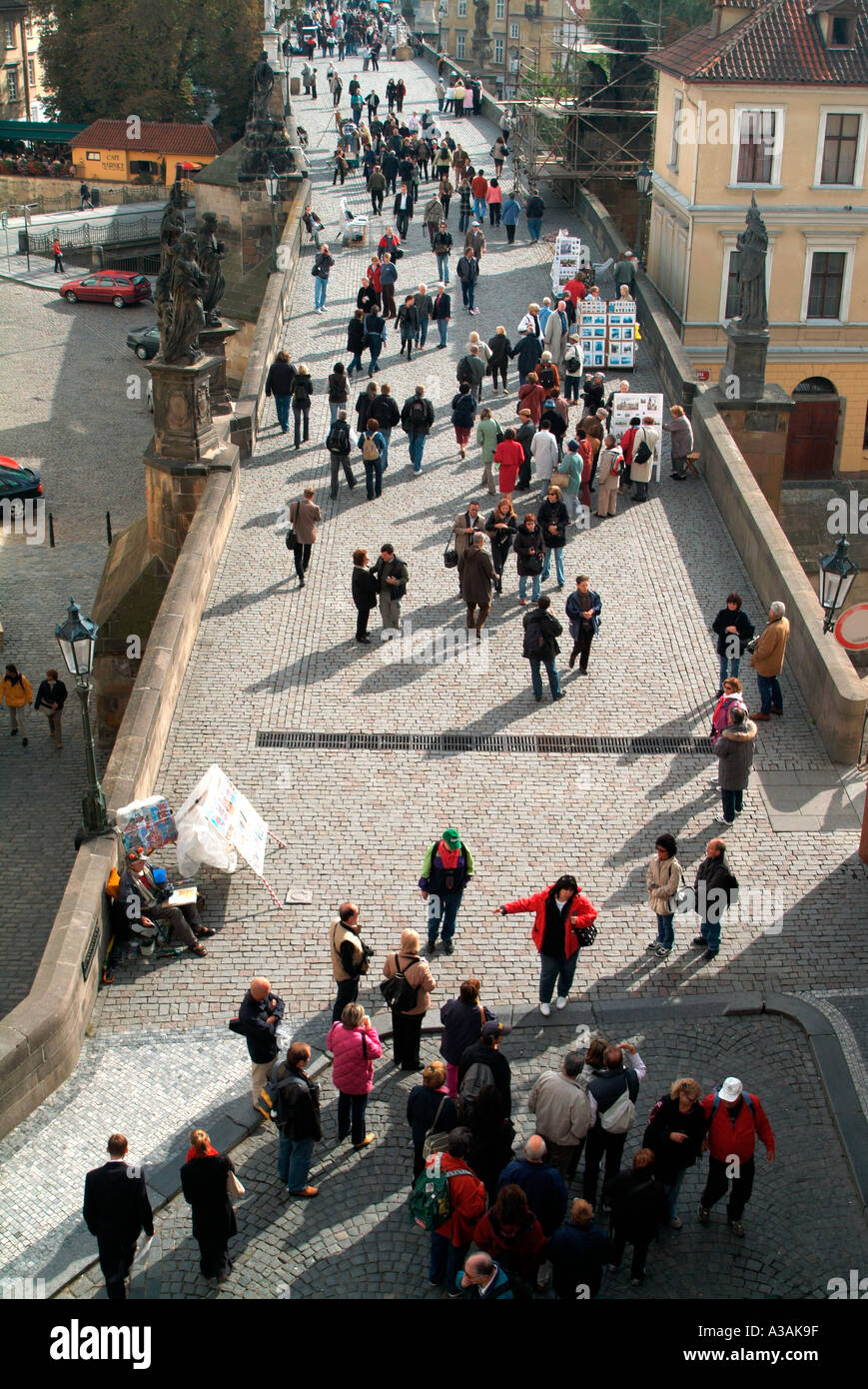 Pedestrians on Charles Bridge from Little Quarter Bridge Tower Prague Czech Republic Stock Photo ...