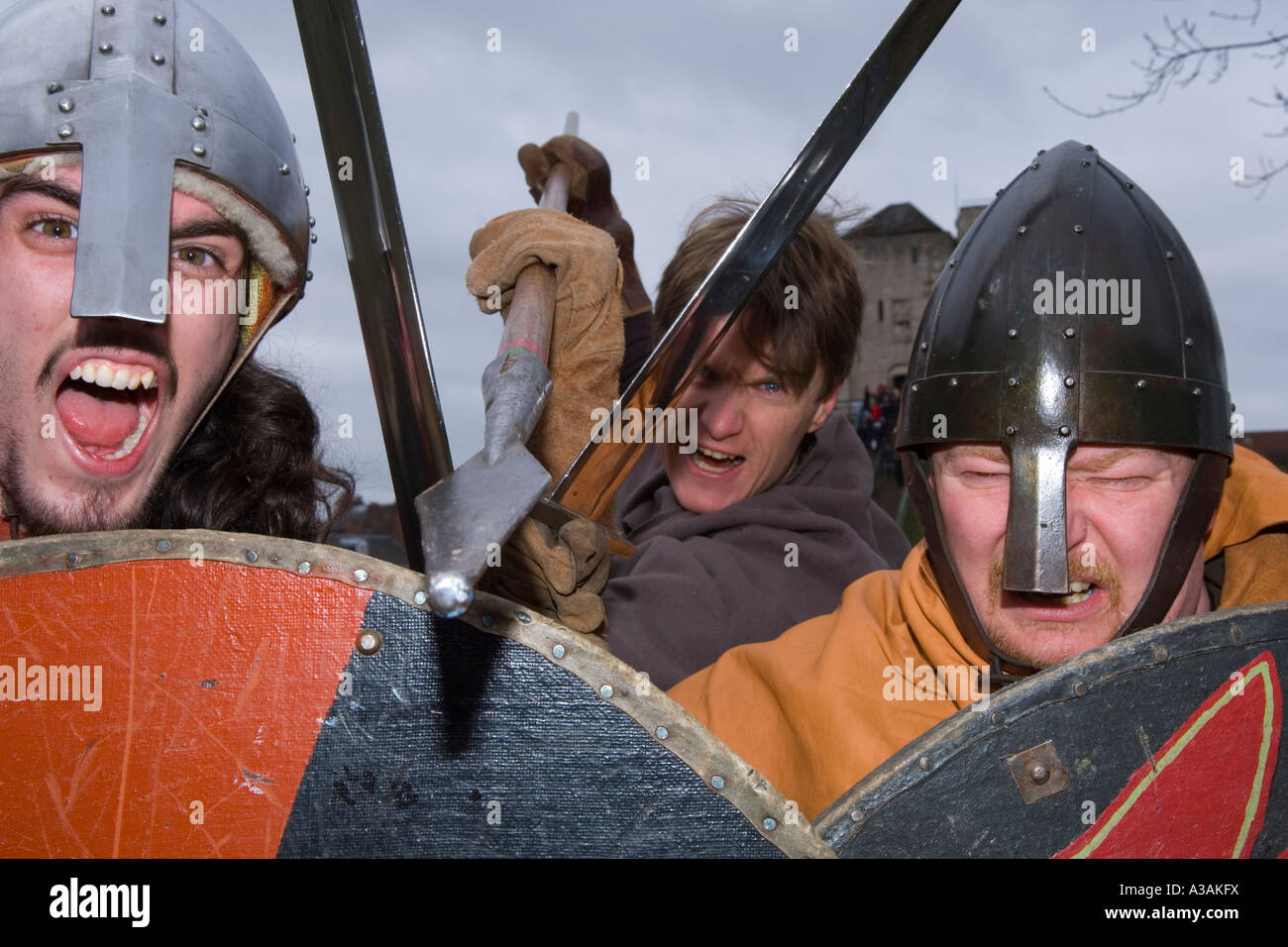 Viking warriors getting angry Jorvik Viking Festival York England Stock ...
