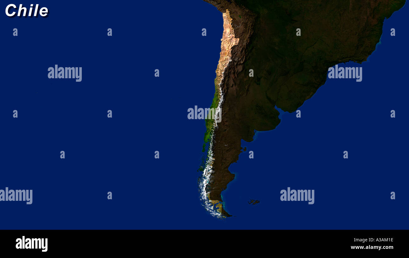 Satellite Image Of Chile Highlighted Stock Photo - Alamy
