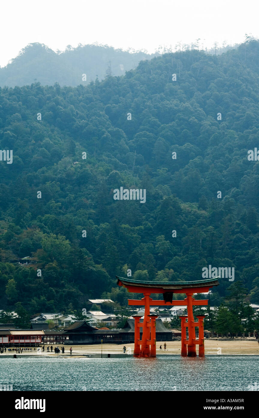 red torii gate of Itsukushima jinja shrine Miyajima island Hiroshima ...