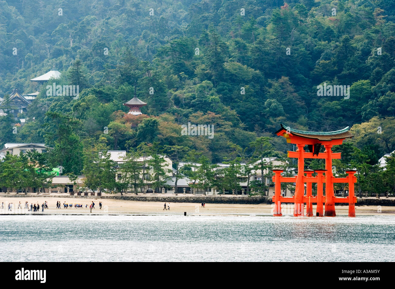 red torii gate of Itsukushima jinja shrine Miyajima island Hiroshima ...