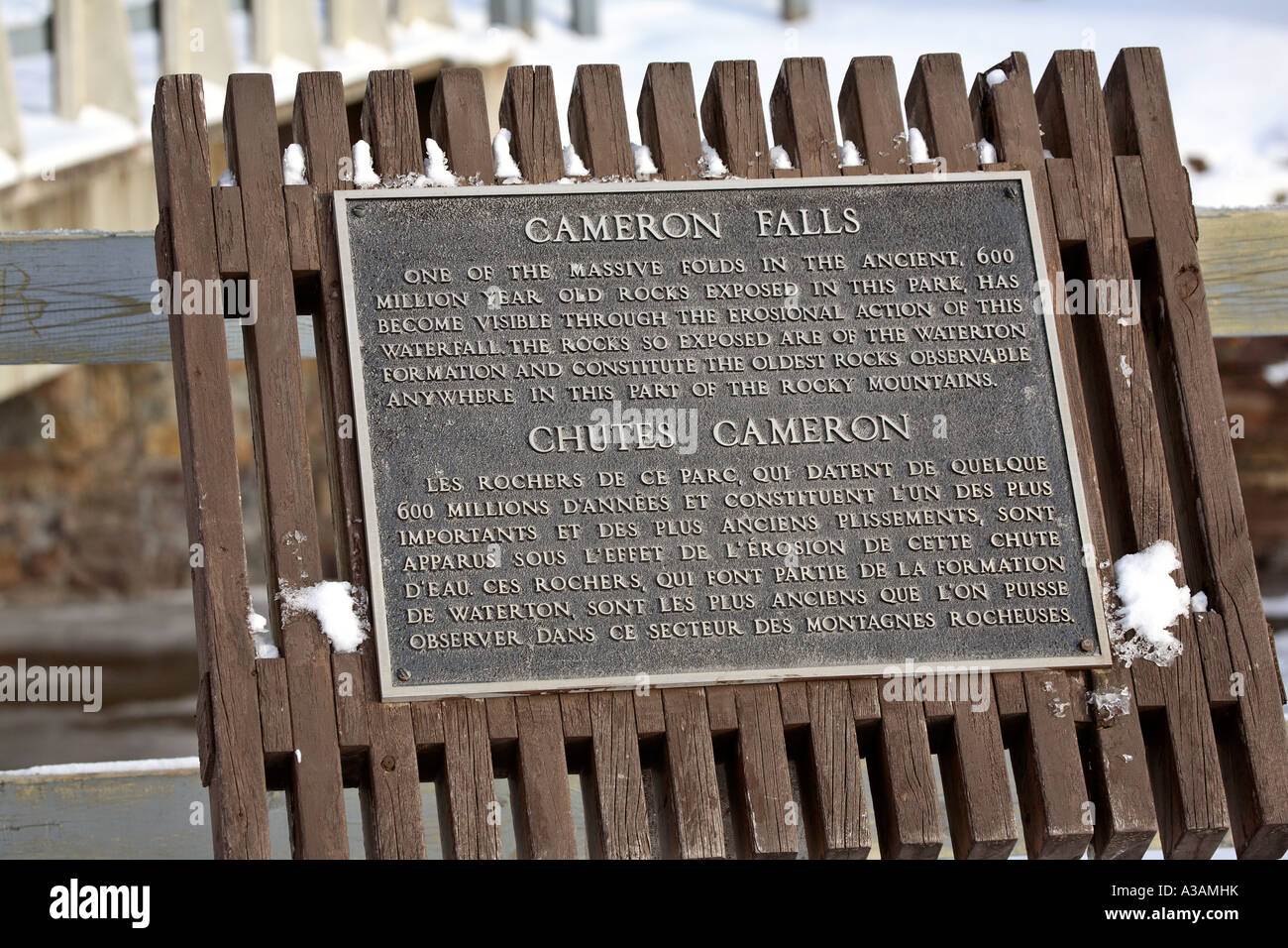 sign for Cameron Falls Stock Photo - Alamy