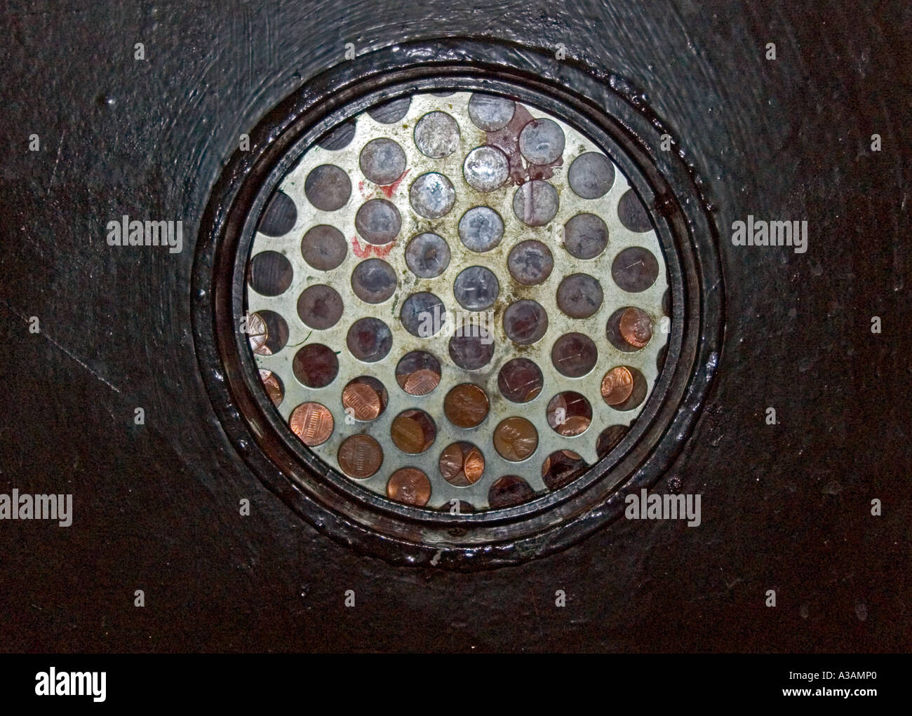 Lift Elevator porthole window metal grill with coins inside Harlem New ...
