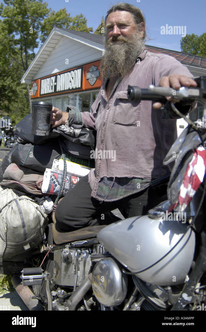 P20 146 Portrait of Road Seasoned Biker On 1960 Panhead, Billy Burrows ...
