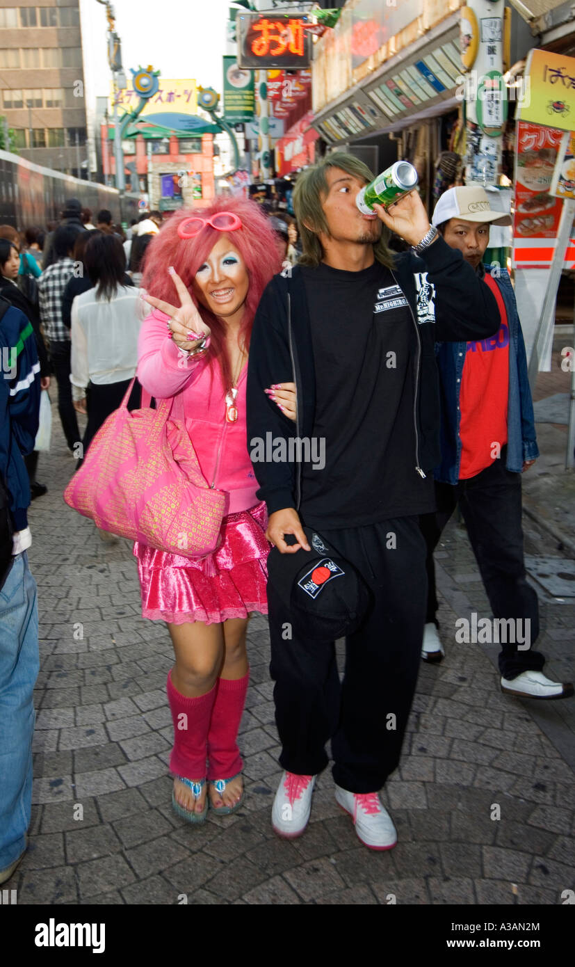 girl with pink hair and pink clothes Tokyo Japan Asia Stock Photo - Alamy
