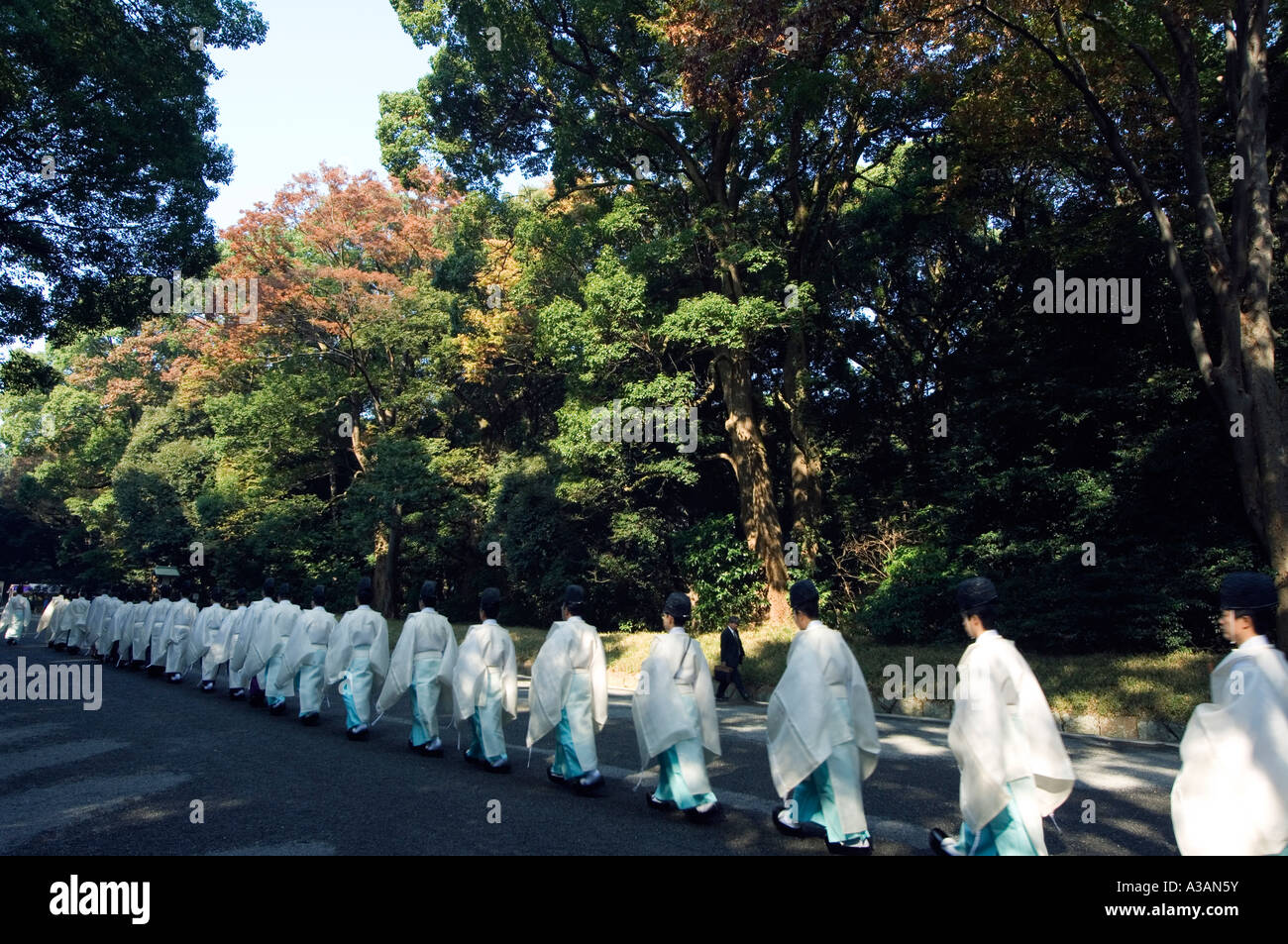 procession of temple priests Meiji jingu shrine Tokyo Japan Asia Stock ...