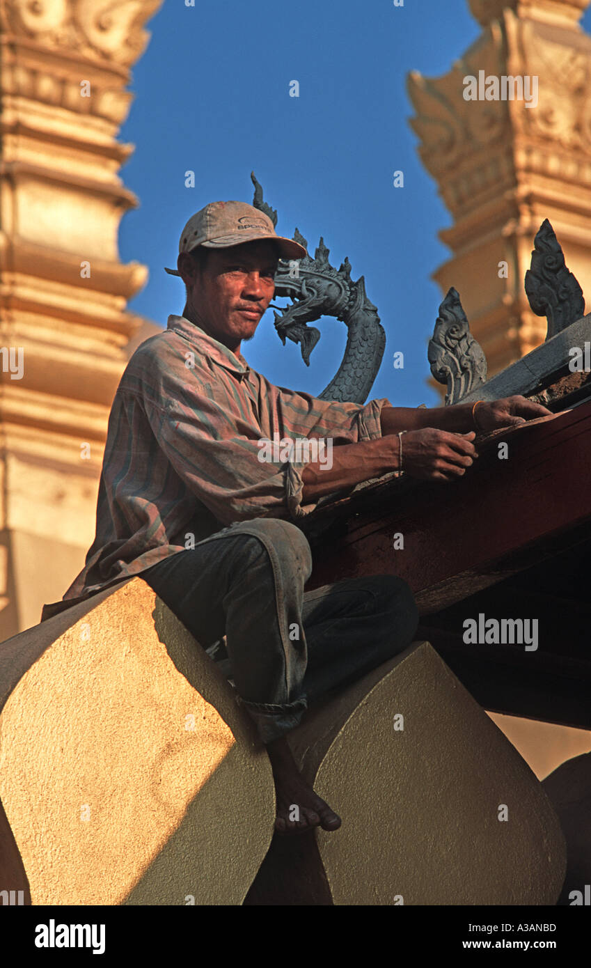 That Luang Laos most sacred Buddhist monument Restoration work being ...
