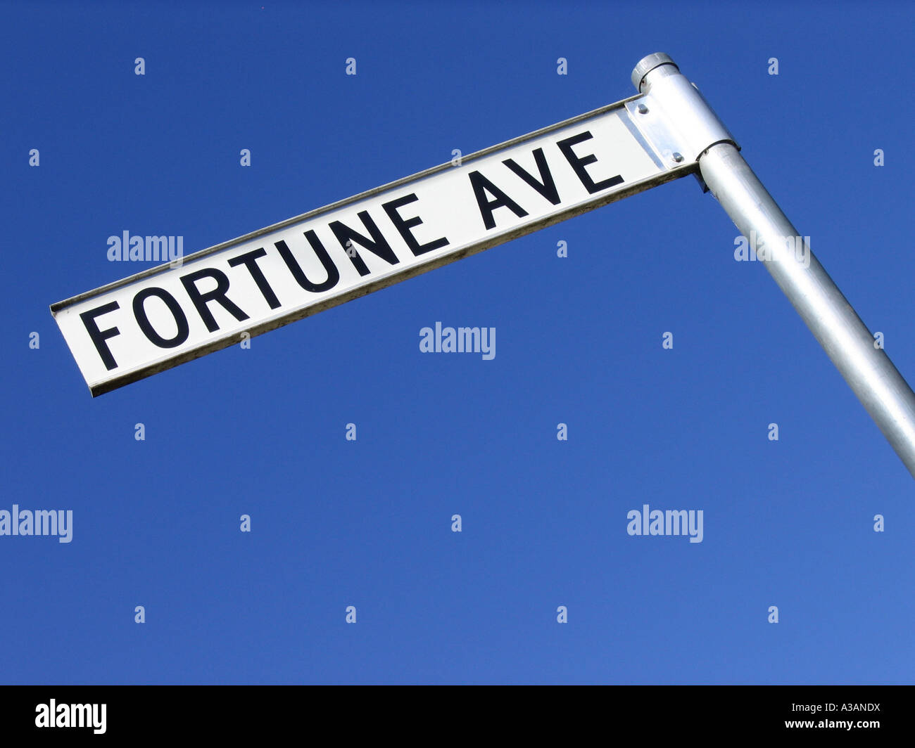Fortune Ave road street sign against blue sky Stock Photo - Alamy