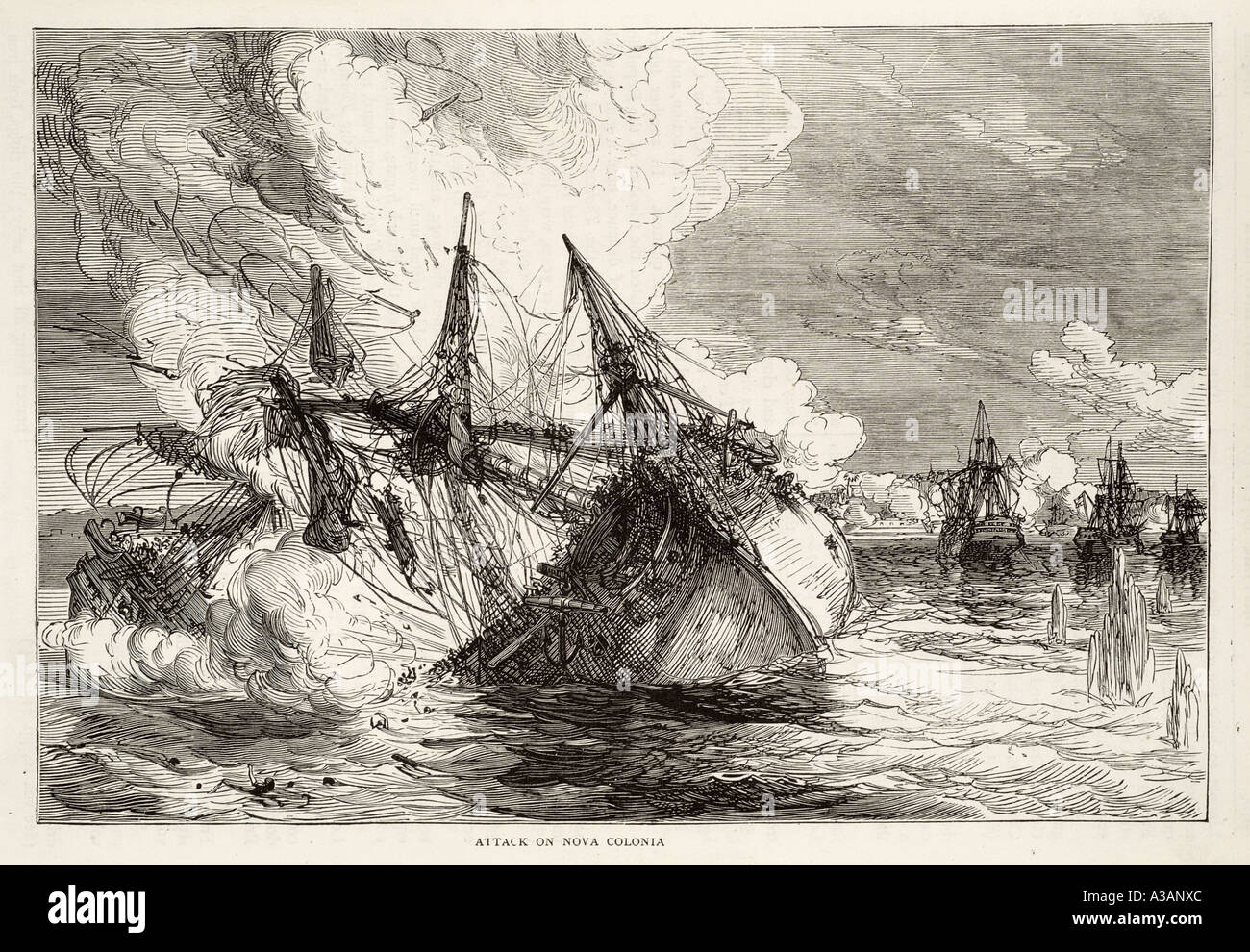 attack nova colonia Portuguese settlement Uruguay river plate war with ...