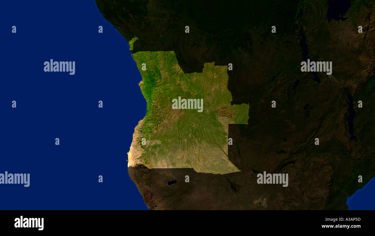 Satellite Image Of Angola Highlighted Stock Photo - Alamy