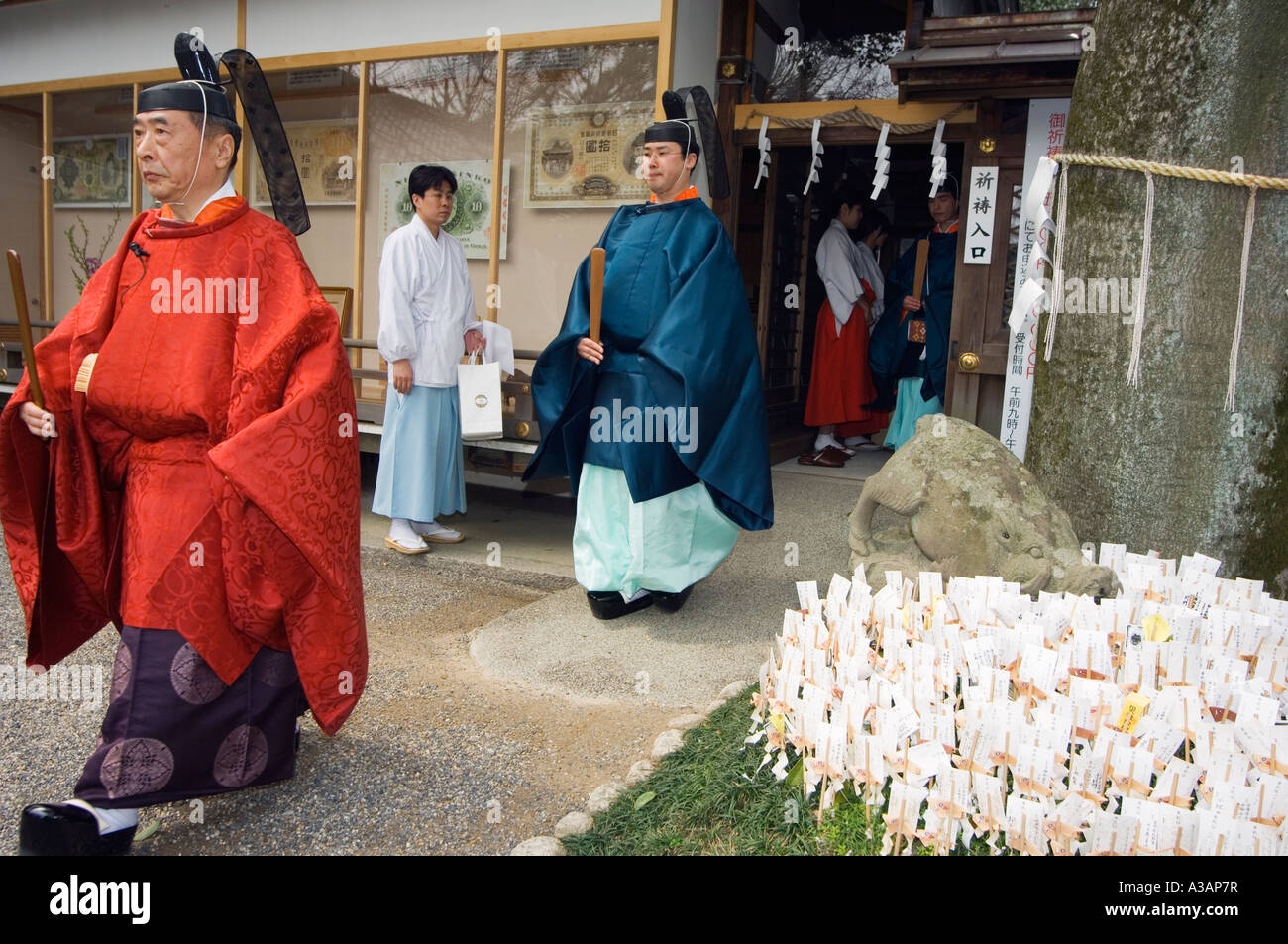 priest wearing colourful traditional clothes religious procession ...