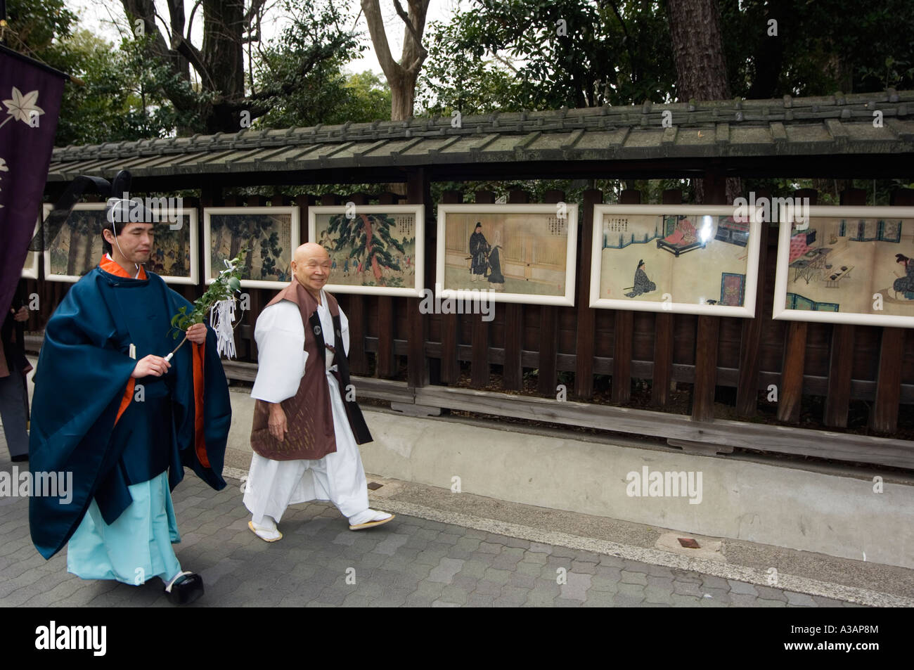 priest wearing colourful traditional clothes religious procession ...