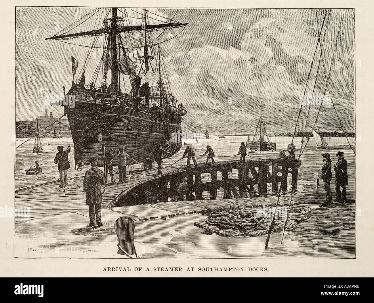 Southampton Sailing ship sail arrive dock quay harbour jetty navy ...