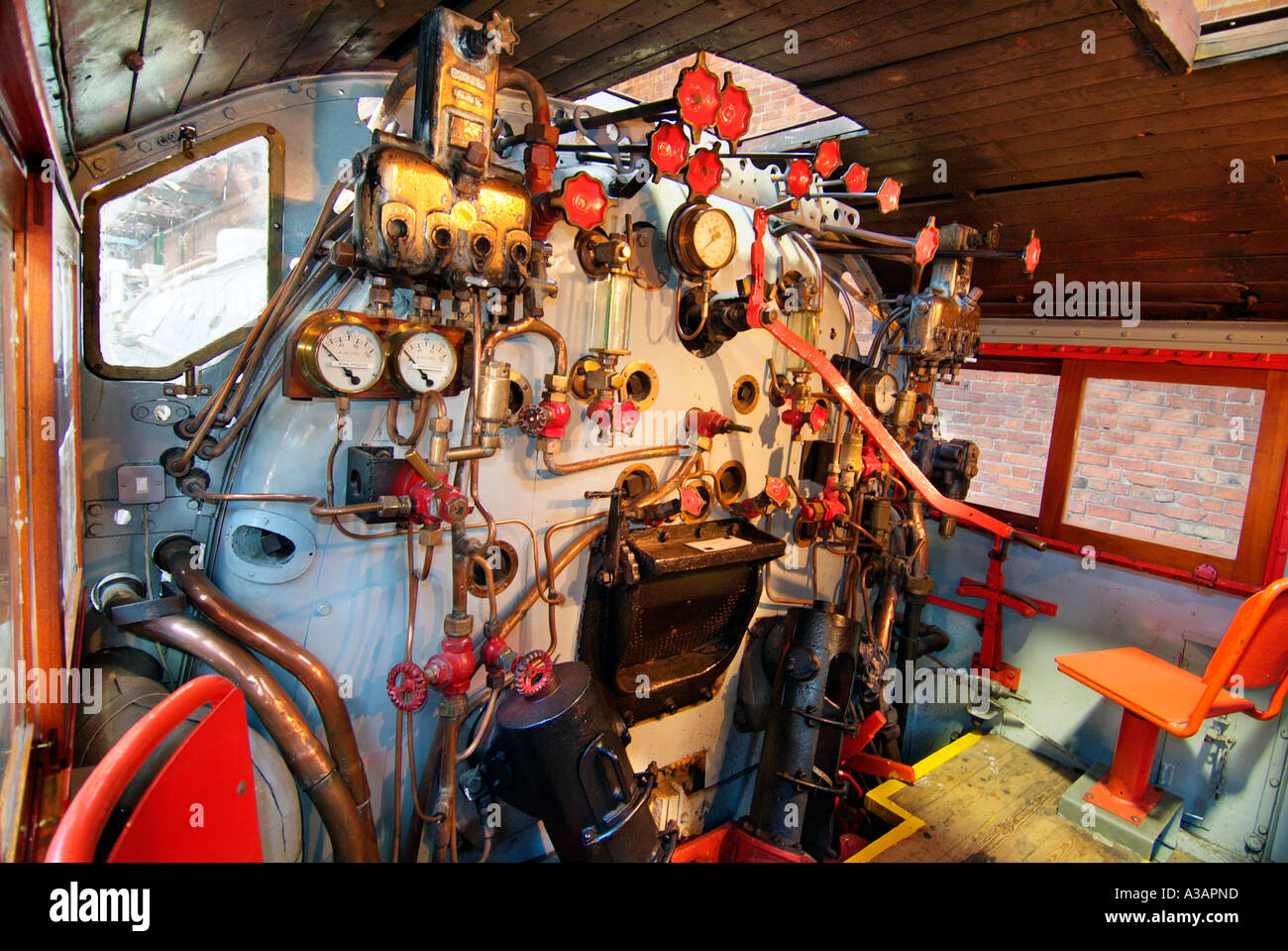 cabin steam train driver control window lever restored paint museum ...