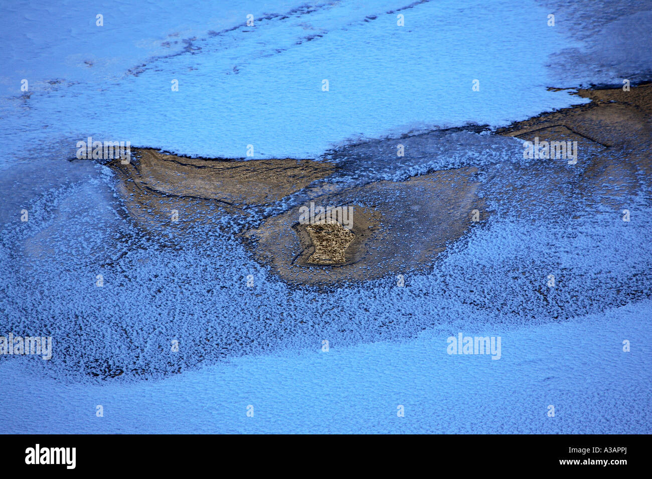 ice and open water of a creek or river Stock Photo - Alamy