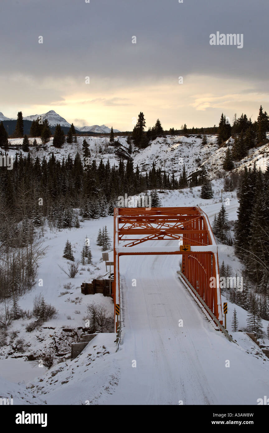 Narrow Alberta bridge in winter Stock Photo - Alamy