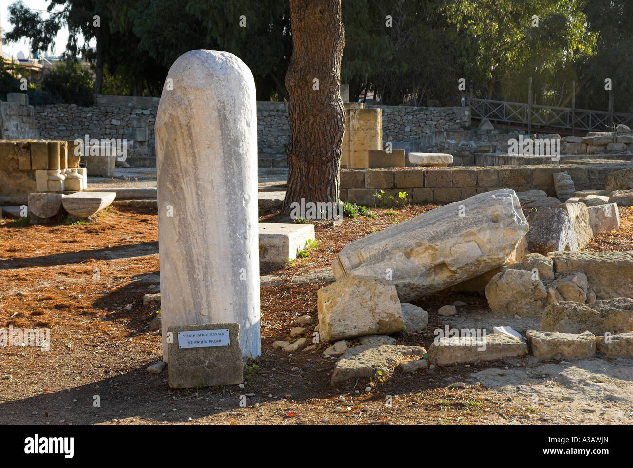 St Paul's pillar. Paphos Cyprus Stock Photo - Alamy