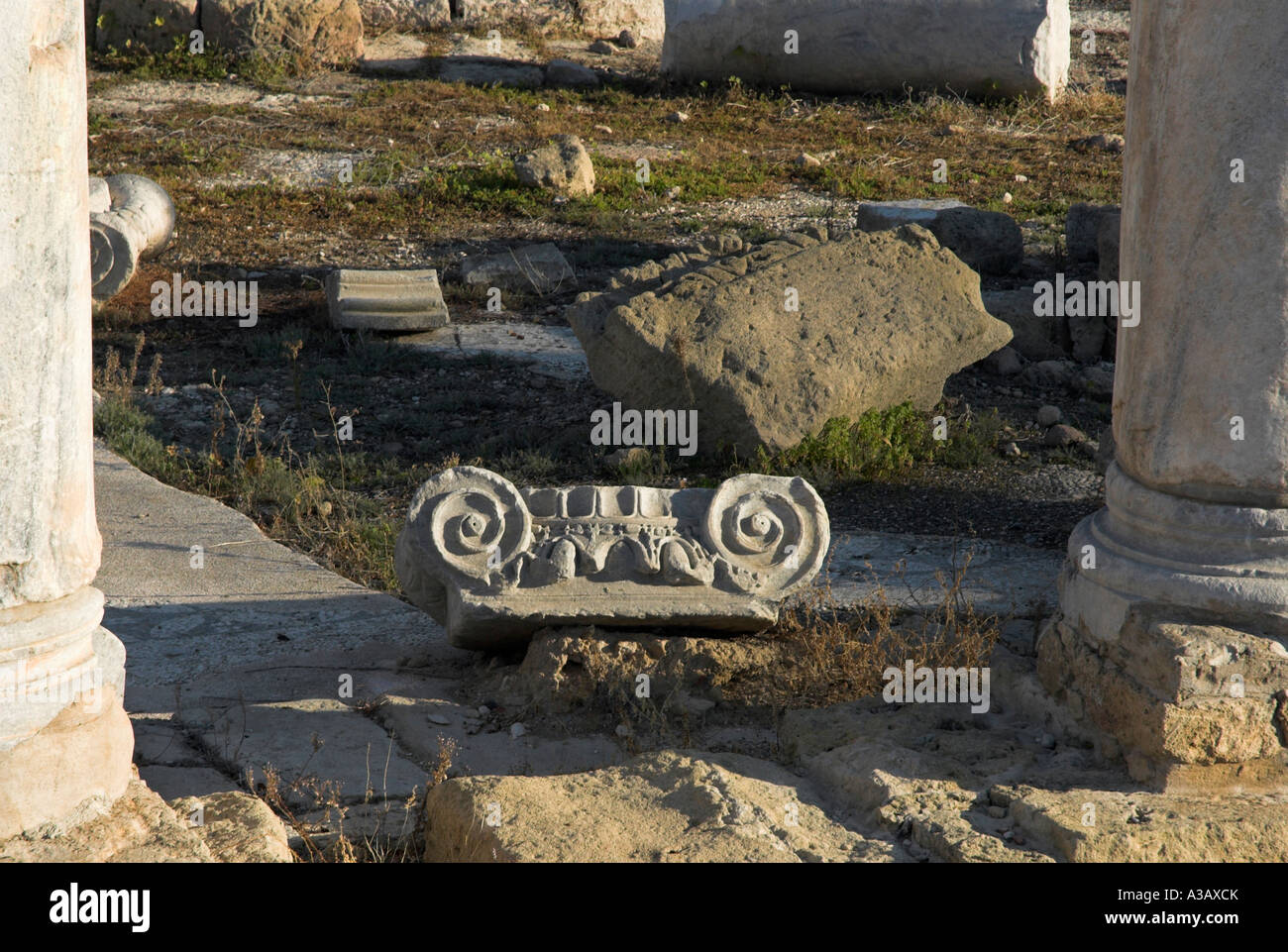 Greek iconic stonework, IONIC CAPITAL Stock Photo - Alamy