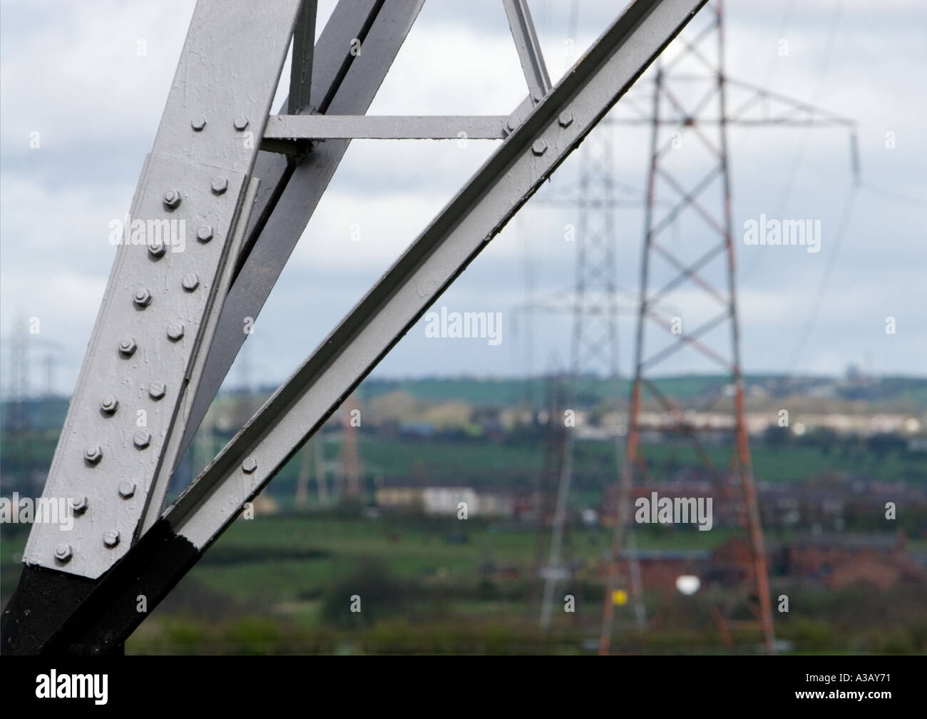 Electricity pylon and overhead power lines part of the the National ...