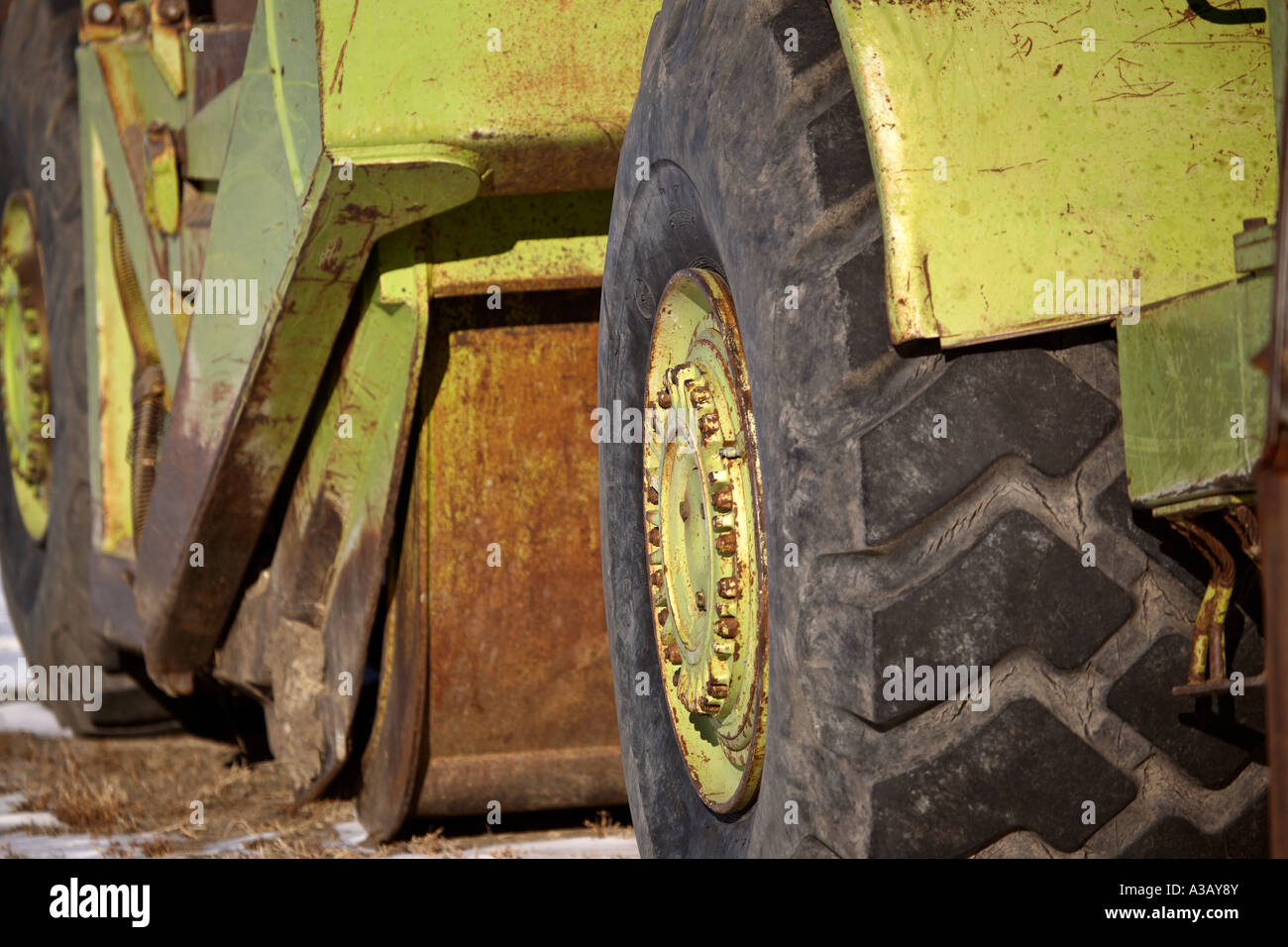 parked lime green scrapper Stock Photo - Alamy